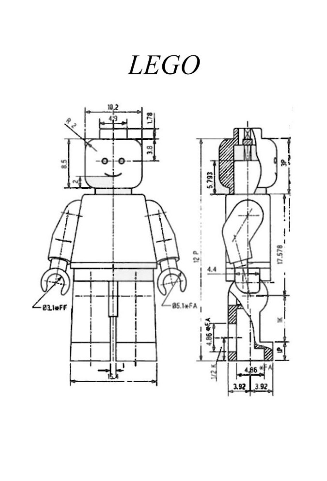 LEGO TECH FIGURE 1979 Patent Drawing.a4 Poster Art Print. - Etsy