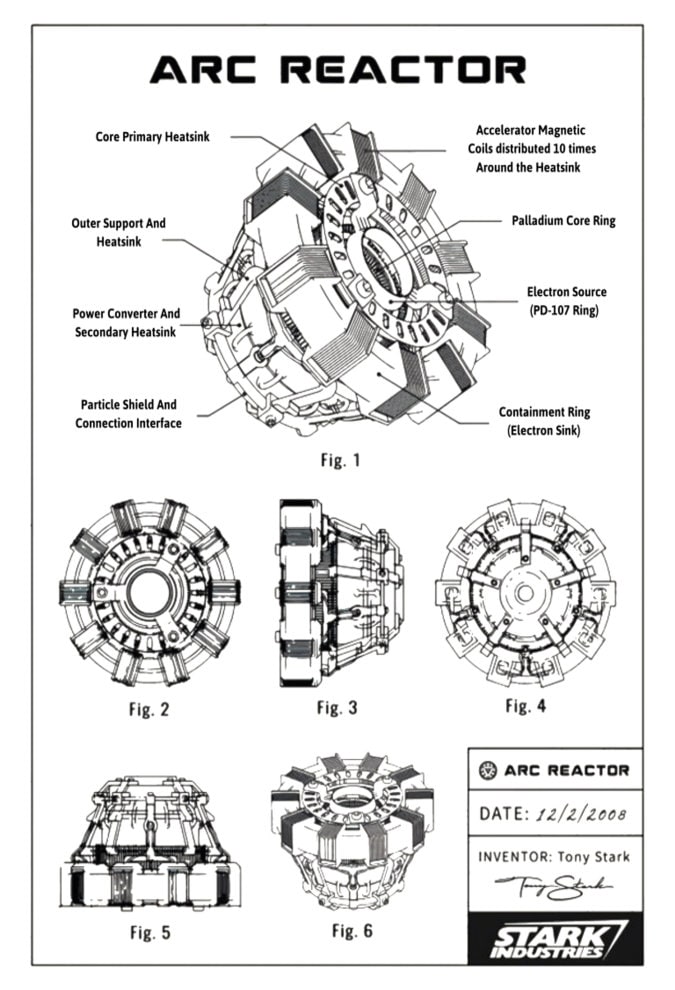 Iron Mans Arc Reactor Arc Reactor Diagram Nuclear Fusion Print A4 Poster Man Cave Decor 