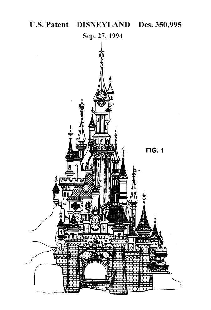 DISNEYLAND 1994. Patent Drawing. A4 Poster Art Print / Black & White ...