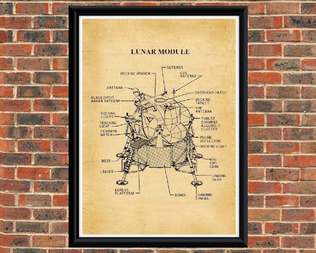 LUNAR MODULE Patent Drawing. A4 Poster Art Print / Vintage / or Black ...