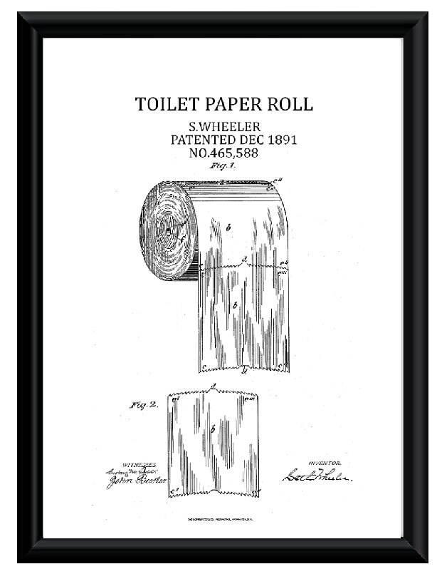TOILET PAPER Roll 1891 Patent Drawing. A4 Poster Art Print. /black ...