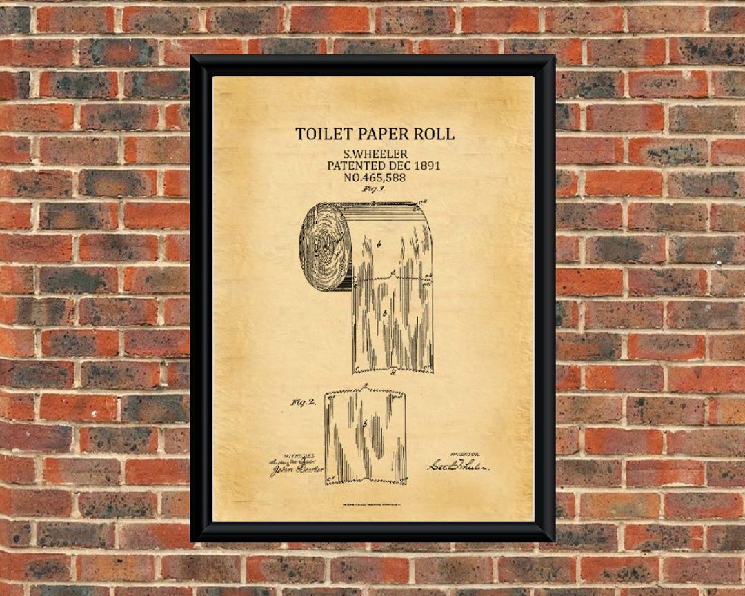 TOILET PAPER Roll 1891 Patent Drawing. A4 Poster Art Print. /black ...