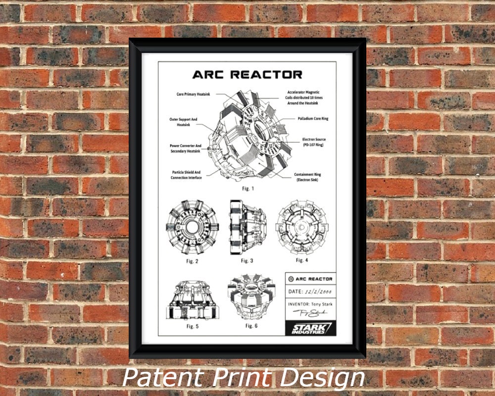 Iron Mans Arc Reactor. Arc Reactor Diagram, Nuclear Fusion Print, A4 ...