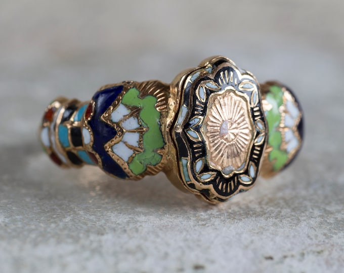 Renaissance Revival Enamel Poison Ring | Early 19th Century Secret ...