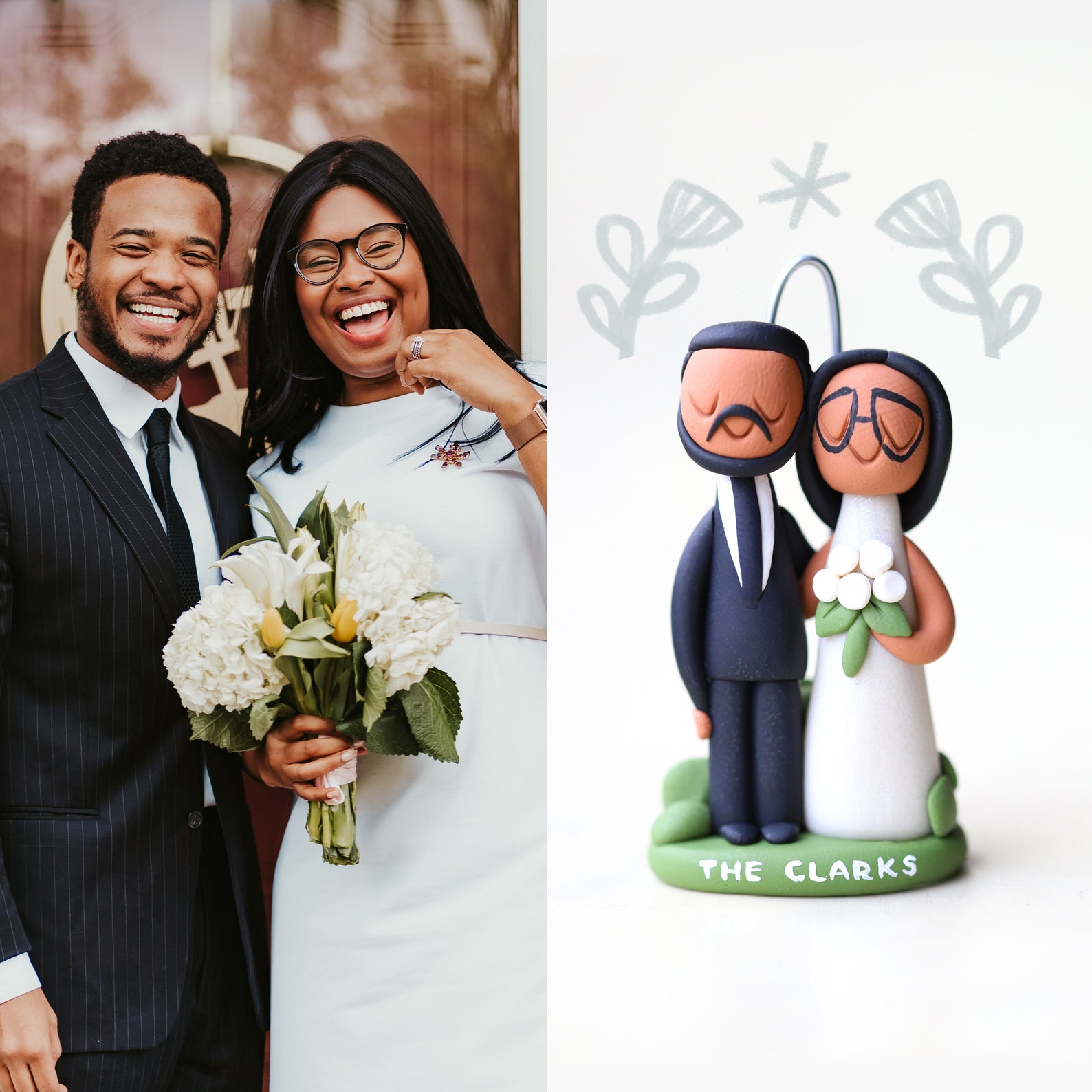 Custom Couple Figurine - Clay Figures - Couple and Dog Portrait ...