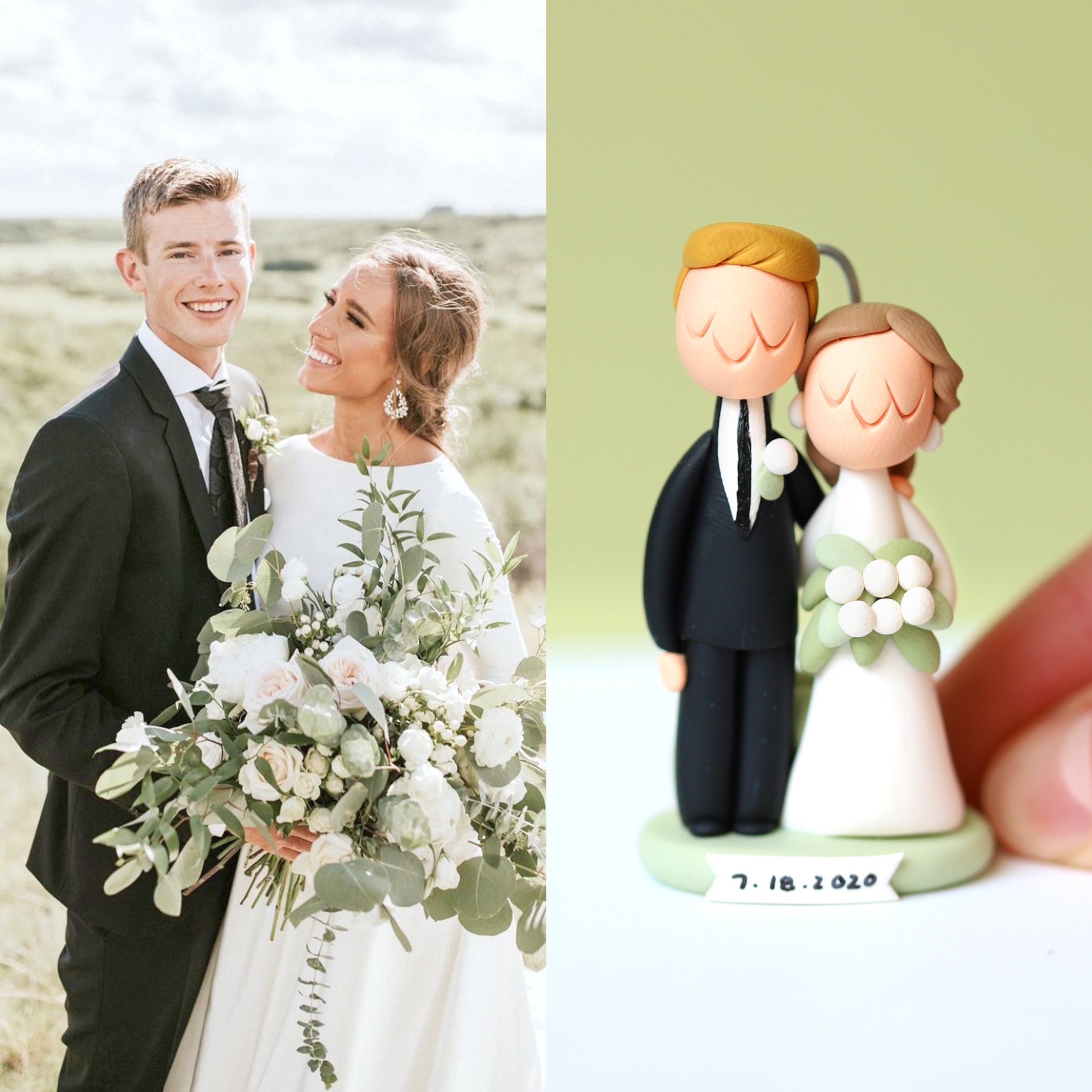 Custom Couple Figurine - Clay Figures - Couple and Dog Portrait ...