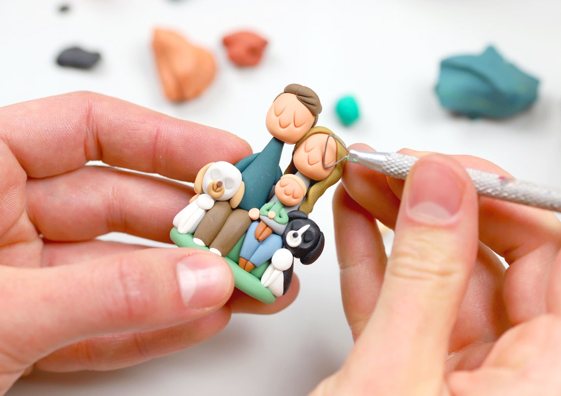 Custom Family Portrait Clay Figures Personalized Art | Etsy