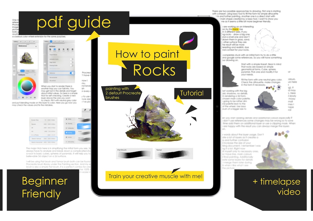 How to Paint Rocks in Procreate | Beginner PDF Tutorial | Digital Art ...