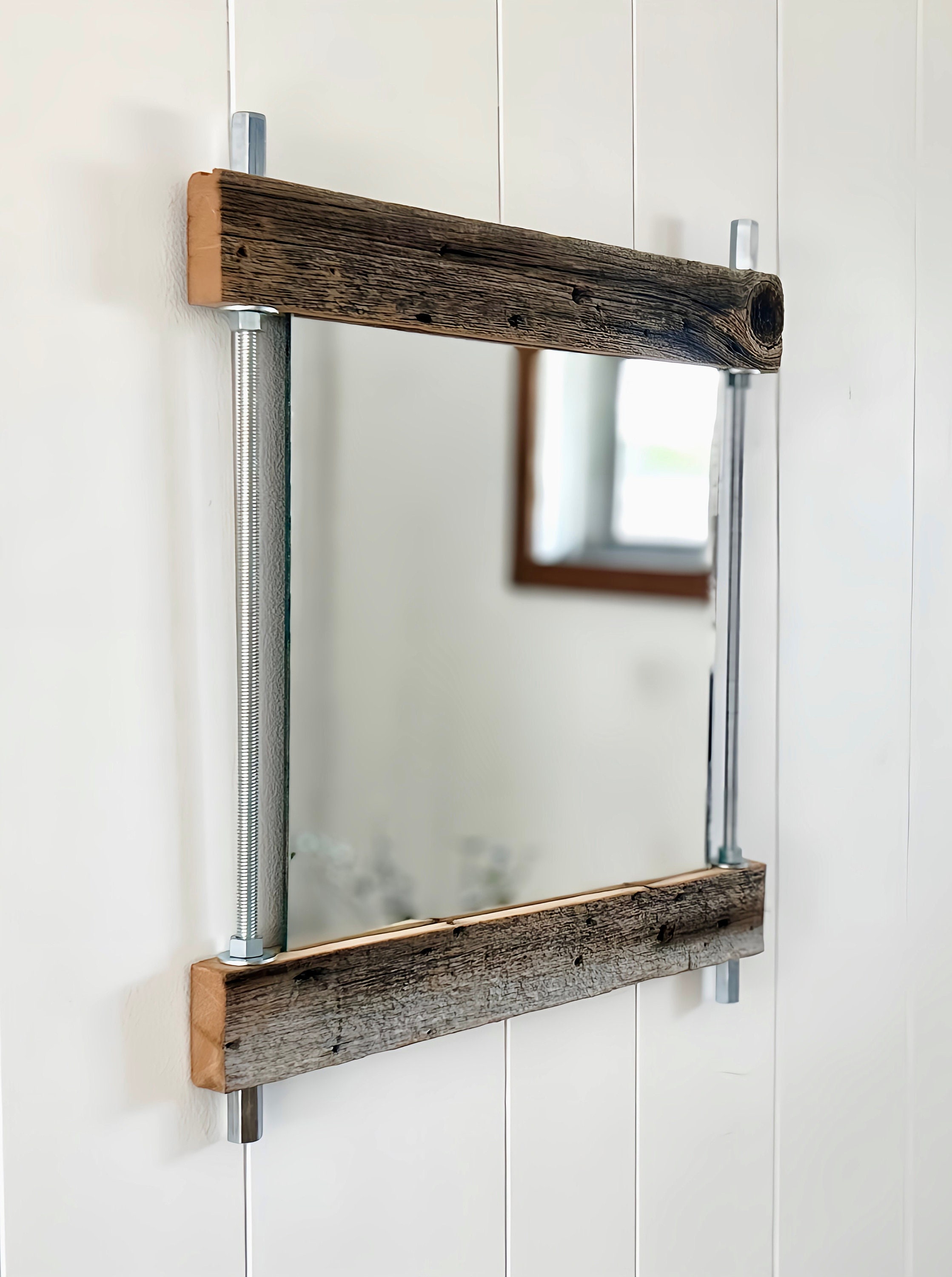 Rustic Farmhouse Reclaimed Wood Wall Mirror Antique, Wood Wall Mirror ...