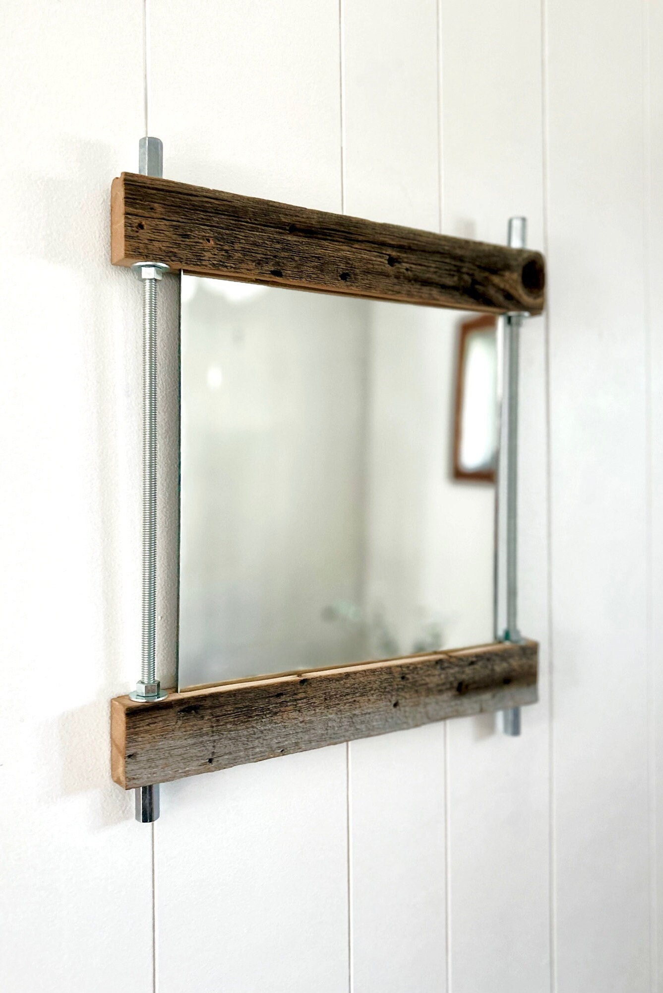 Rustic Farmhouse Reclaimed Wood Wall Mirror Antique, Wood Wall Mirror ...