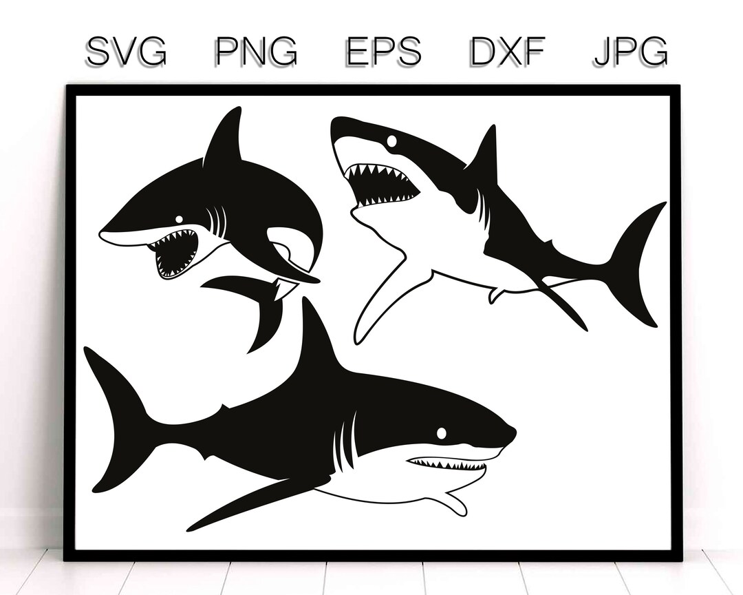 Shark SVG Big Sharks Svg Fish Vector Download Eps Commercial Upload Dxf ...