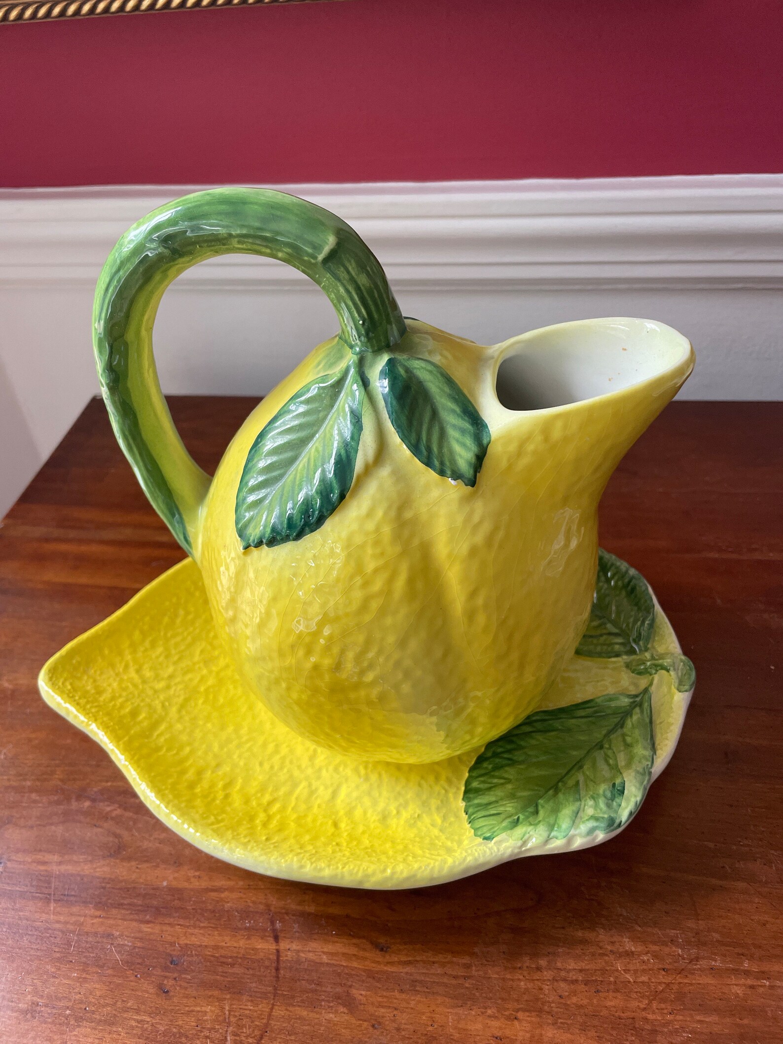 Vintage Italian Lemon Pottery Pitcher and Snack Plate - Etsy