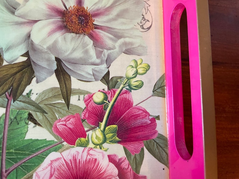 Decoupage Pink Lacquered Gallery Tray Botanical Theme - Etsy
