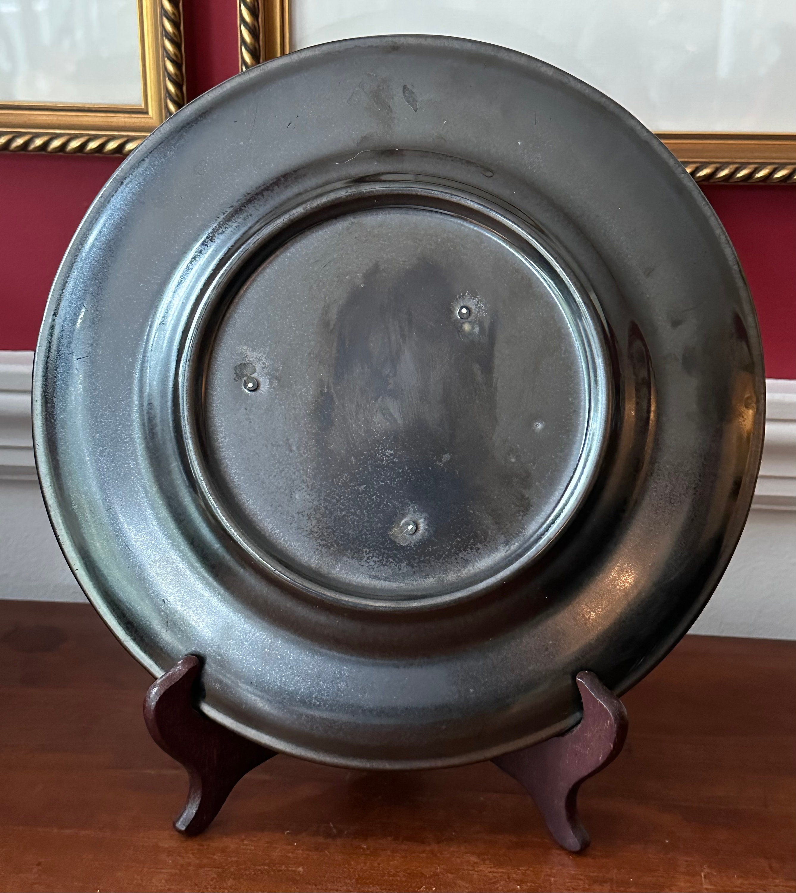 Hand Glazed Pewter Stoneware Dinner Plates - Etsy