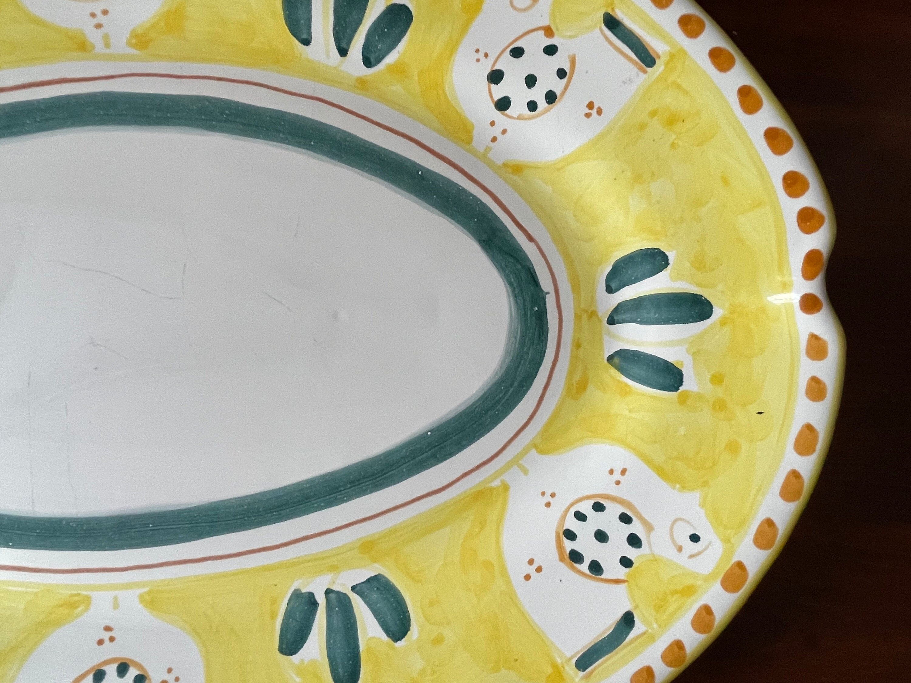 Vietri Campagna Chicken Casafina Italy Yellow Oval Platter With Orange ...