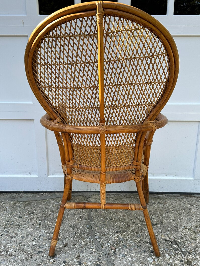 Vintage Rattan & Wicker Balloon Back Chair - Etsy