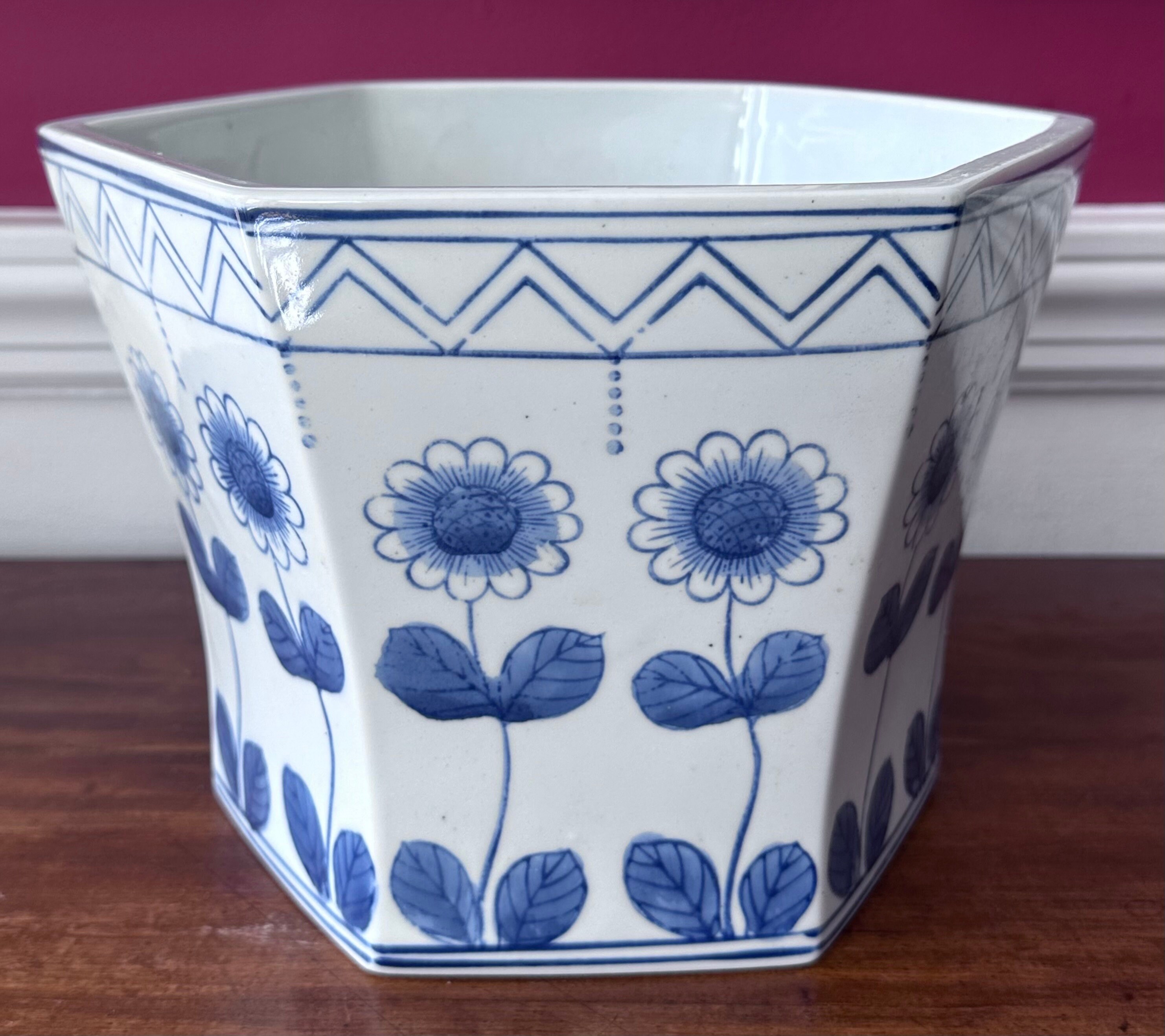 Blue and White Chinese Porcelain Cachepot Planter 7 Tall, 8 3/4 Wide - Etsy