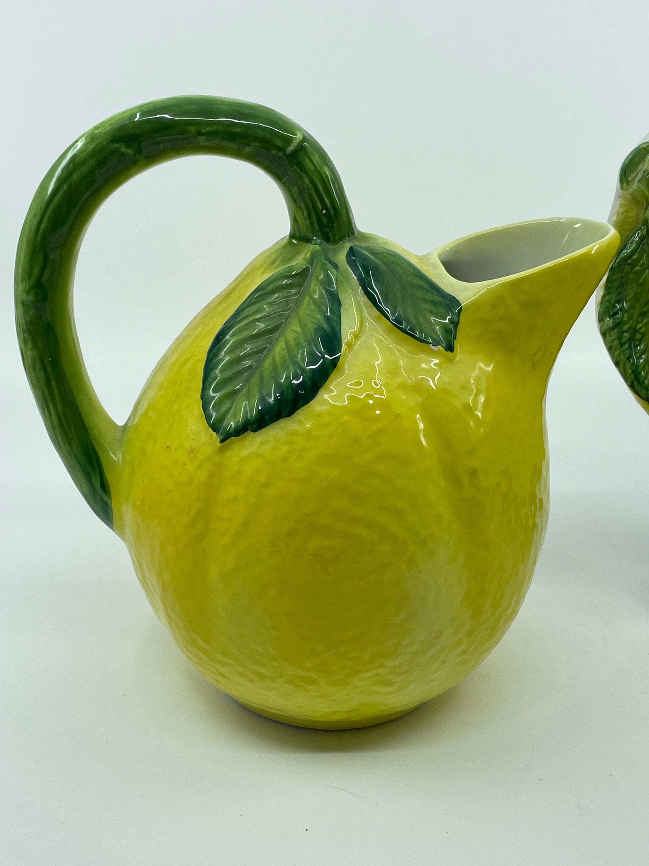 Vintage Italian Lemon Pottery Pitcher and Snack Plate - Etsy