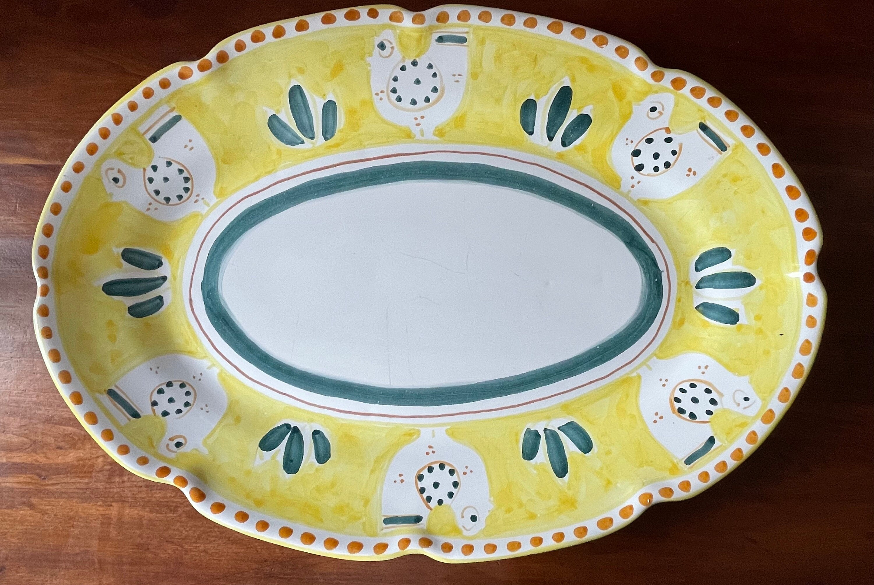 Vietri Campagna Chicken Casafina Italy Yellow Oval Platter With Orange ...