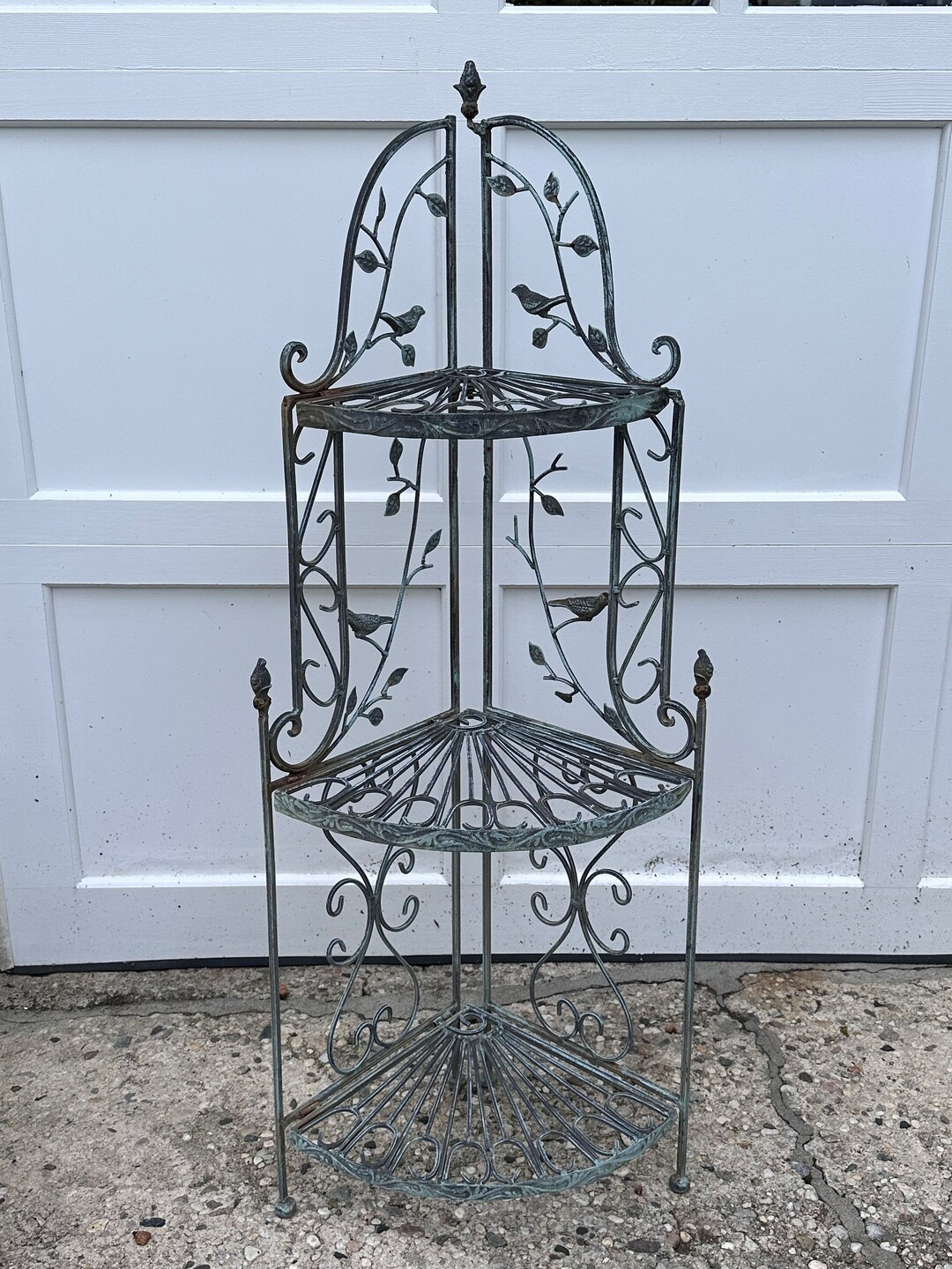 French Iron Triple-tier Corner Verdigris Bird Shelf - Etsy