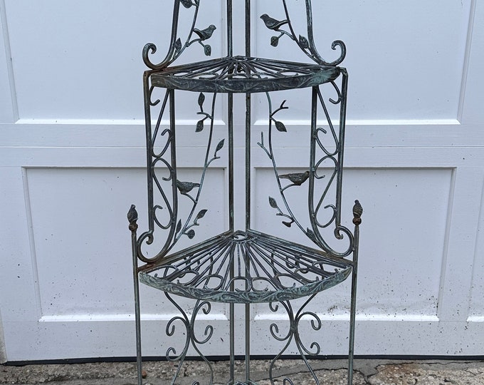 French Iron Triple-tier Corner Verdigris Bird Shelf - Etsy