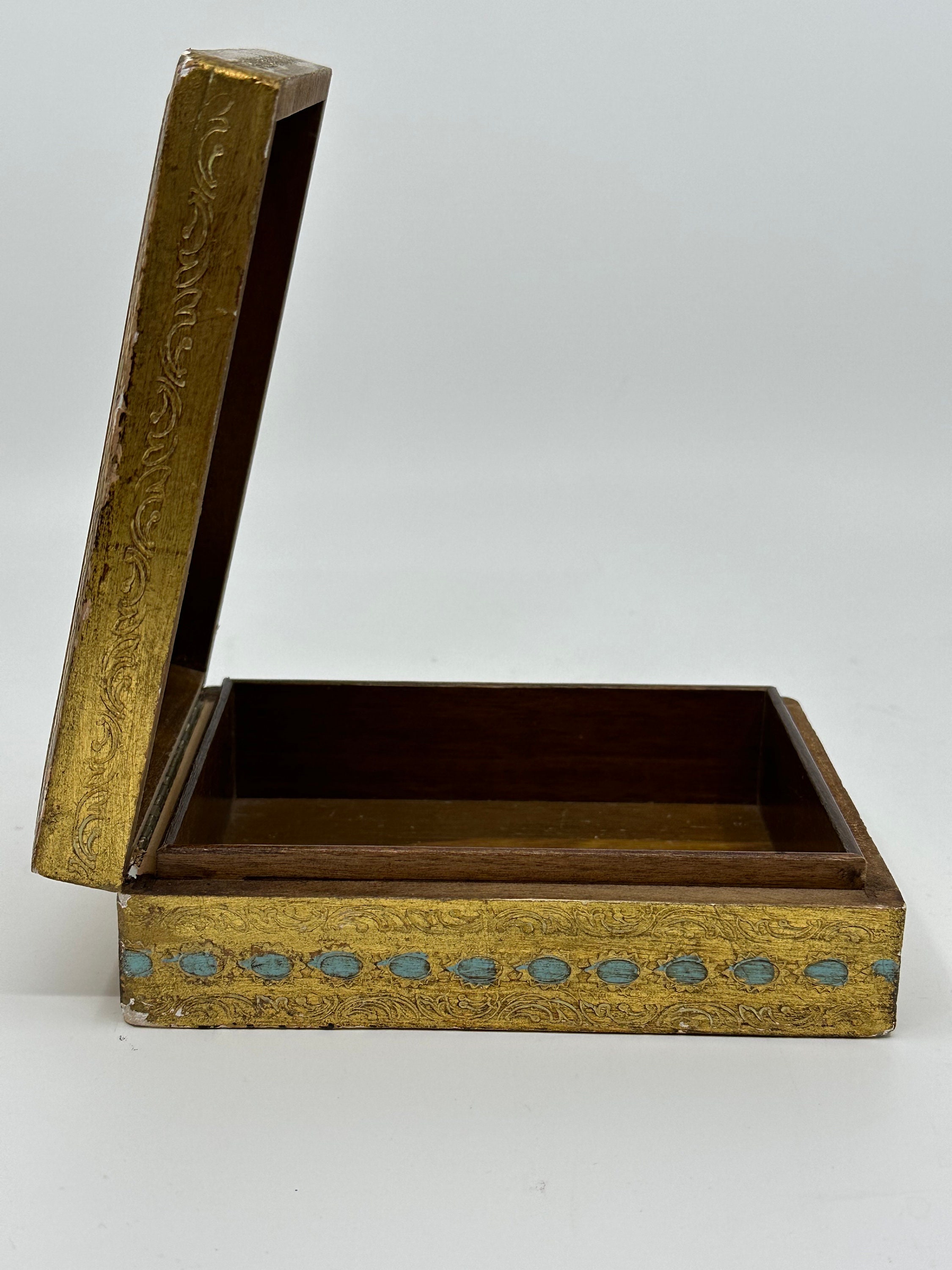 Florentine Decorated Gold Leaf Box With Made in Italy - Etsy