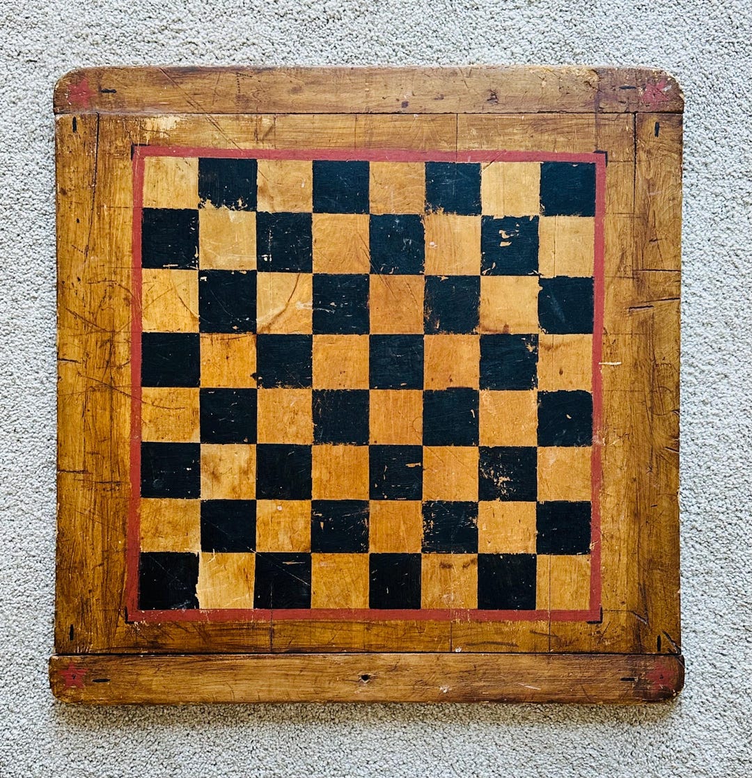 19th C. Checker/chess Board With Red Stars at Corners - Etsy