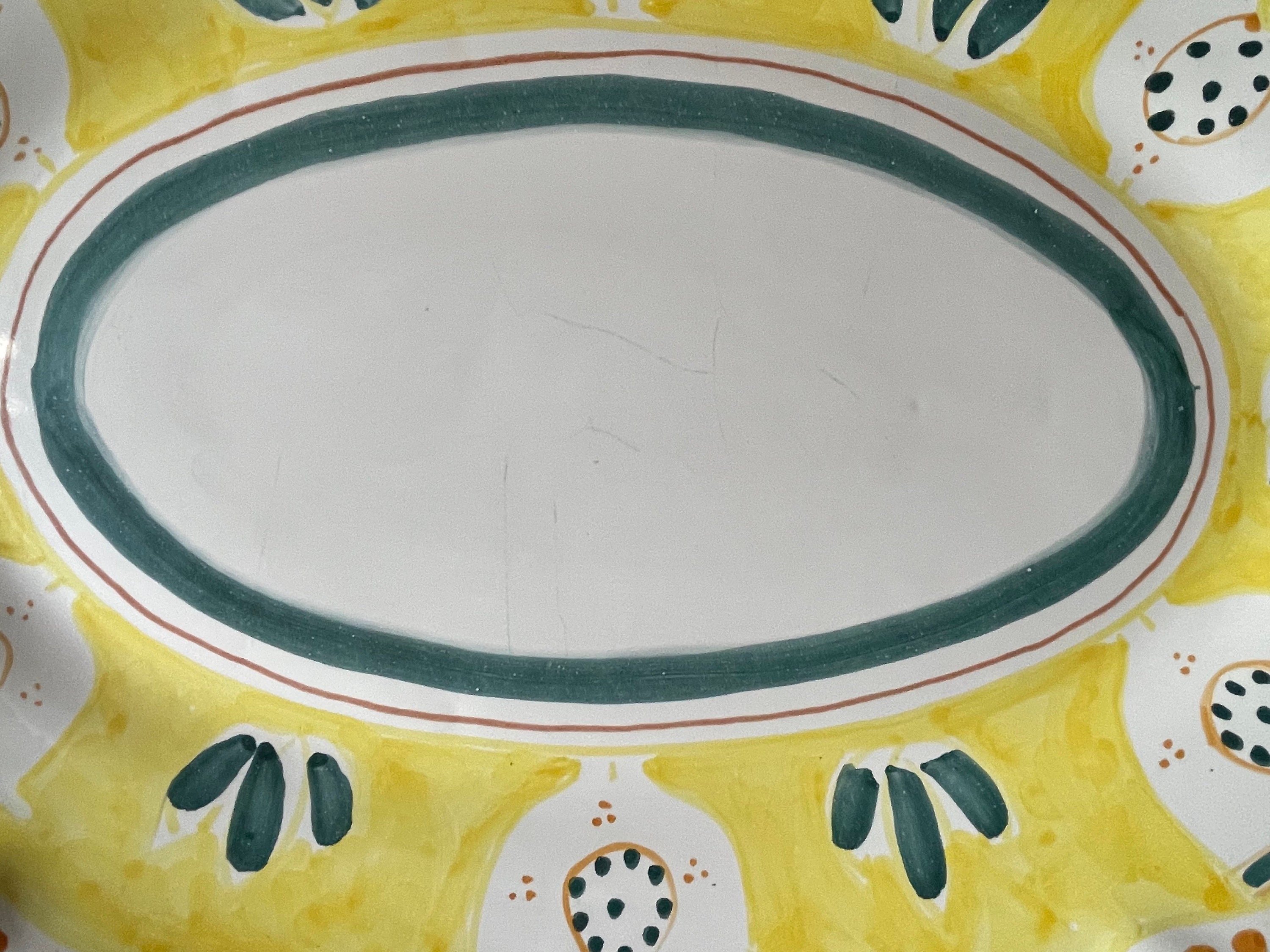 Vietri Campagna Chicken Casafina Italy Yellow Oval Platter With Orange ...
