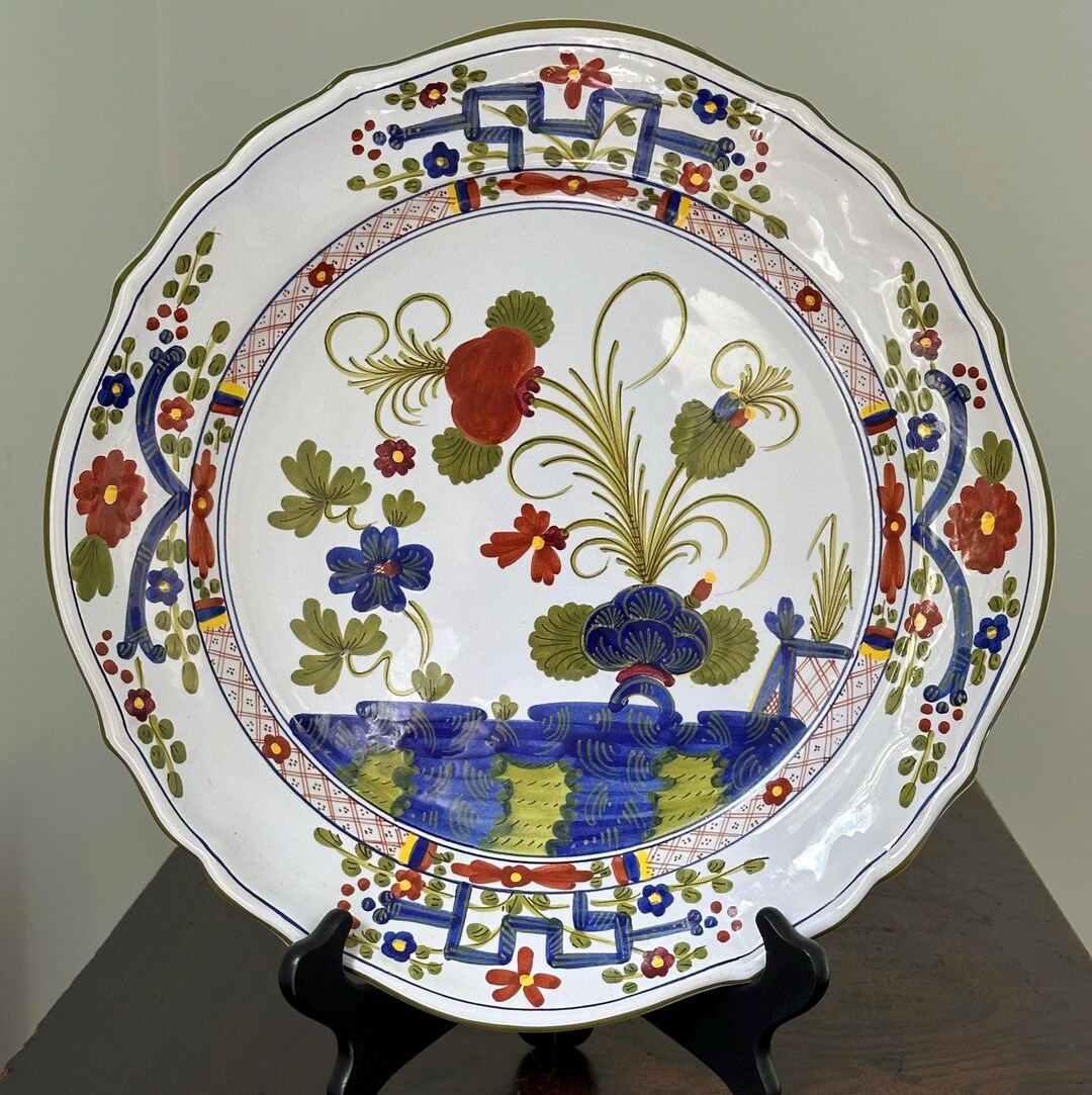 Vintage CACF Faenza Pottery Plate: Hand-painted Blue Carnation, 13 ...
