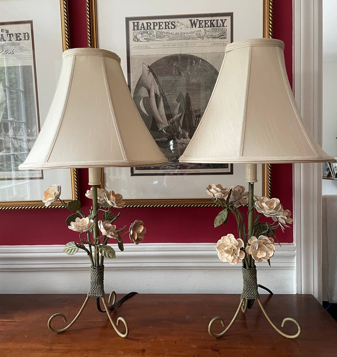 Vintage Tole Lamps A Pair - Etsy