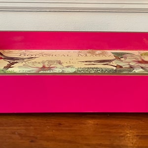 Decoupage Pink Lacquered Gallery Tray Botanical Theme - Etsy