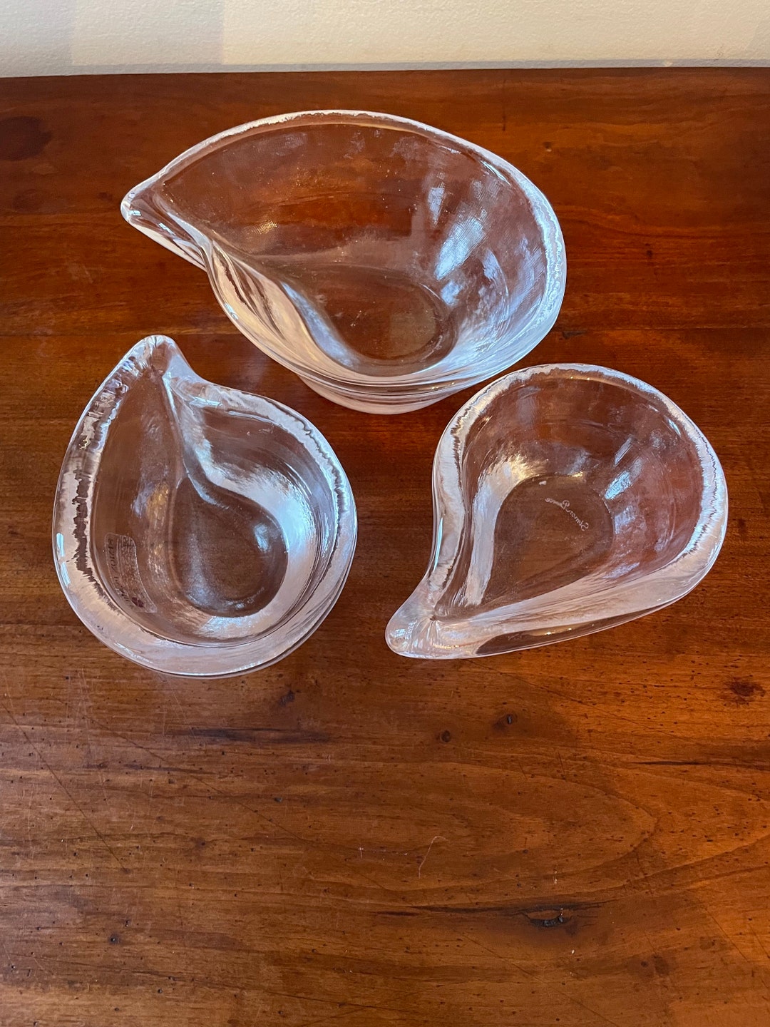 Set Of 3 Simon Pearce Teardrop Ying And Yang Nut Bowls Signed Etsy