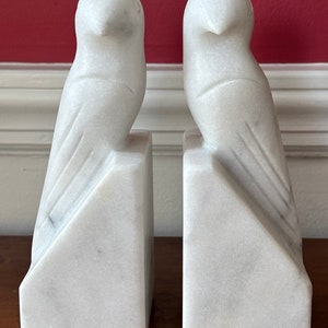 Art Deco White Marble Bird Bookends - Etsy