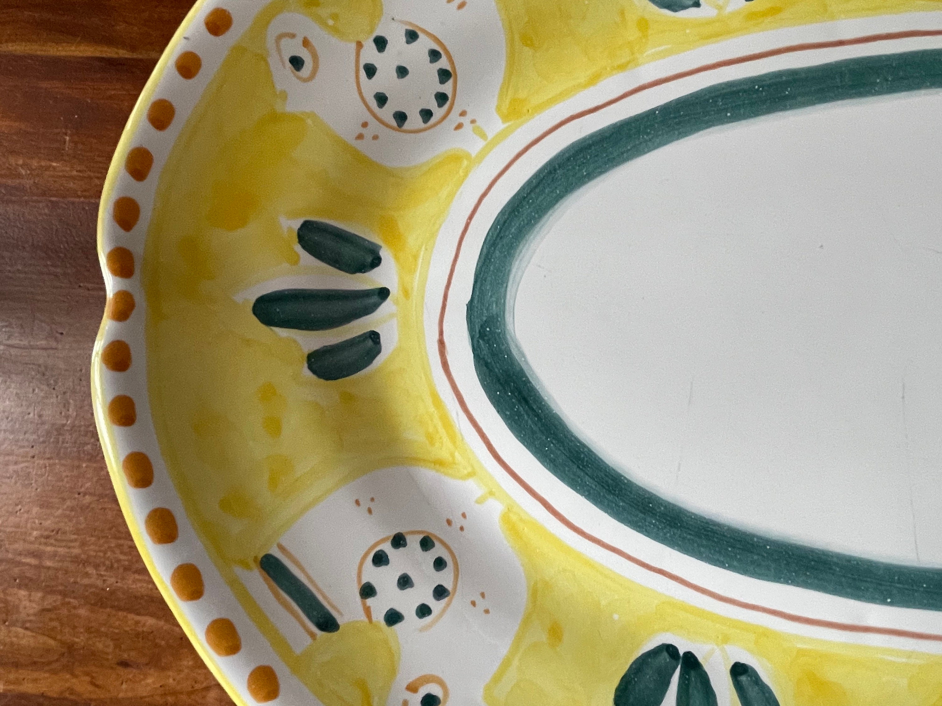 Vietri Campagna Chicken Casafina Italy Yellow Oval Platter With Orange ...