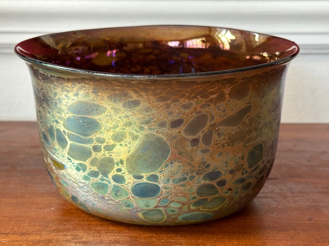 Craig Zweifel Iridescent Hand Blown Studio Art Glass Bowl Signed Dated ...