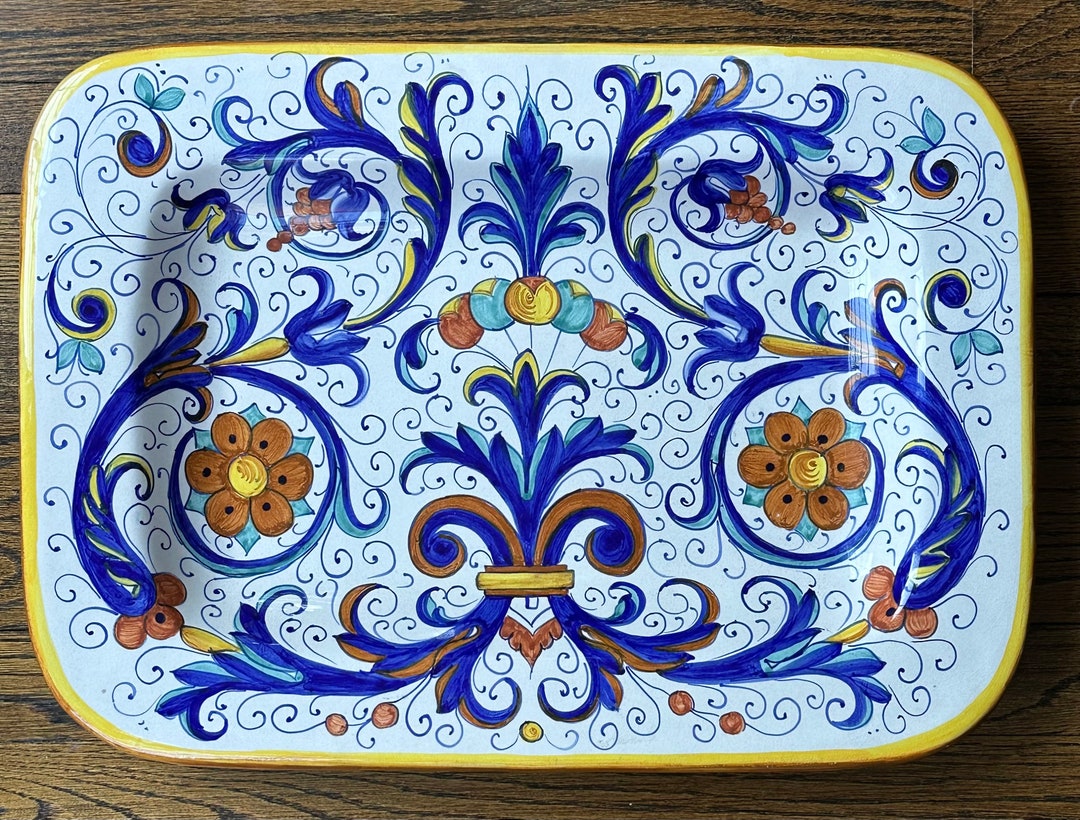 Signed Fratelli Mari Deruta Ricco Large Serving Platter Handmade Italy ...