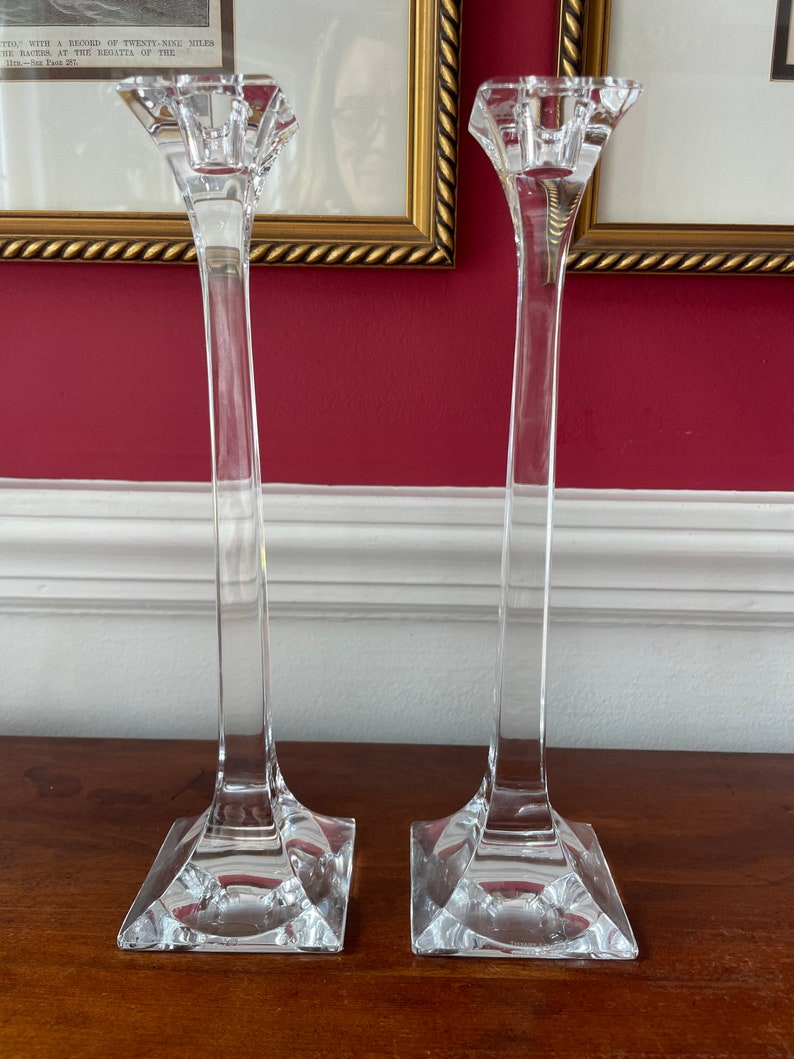Tiffany & Co. Crystal tapered Column Candlestick Holders 10 - Etsy