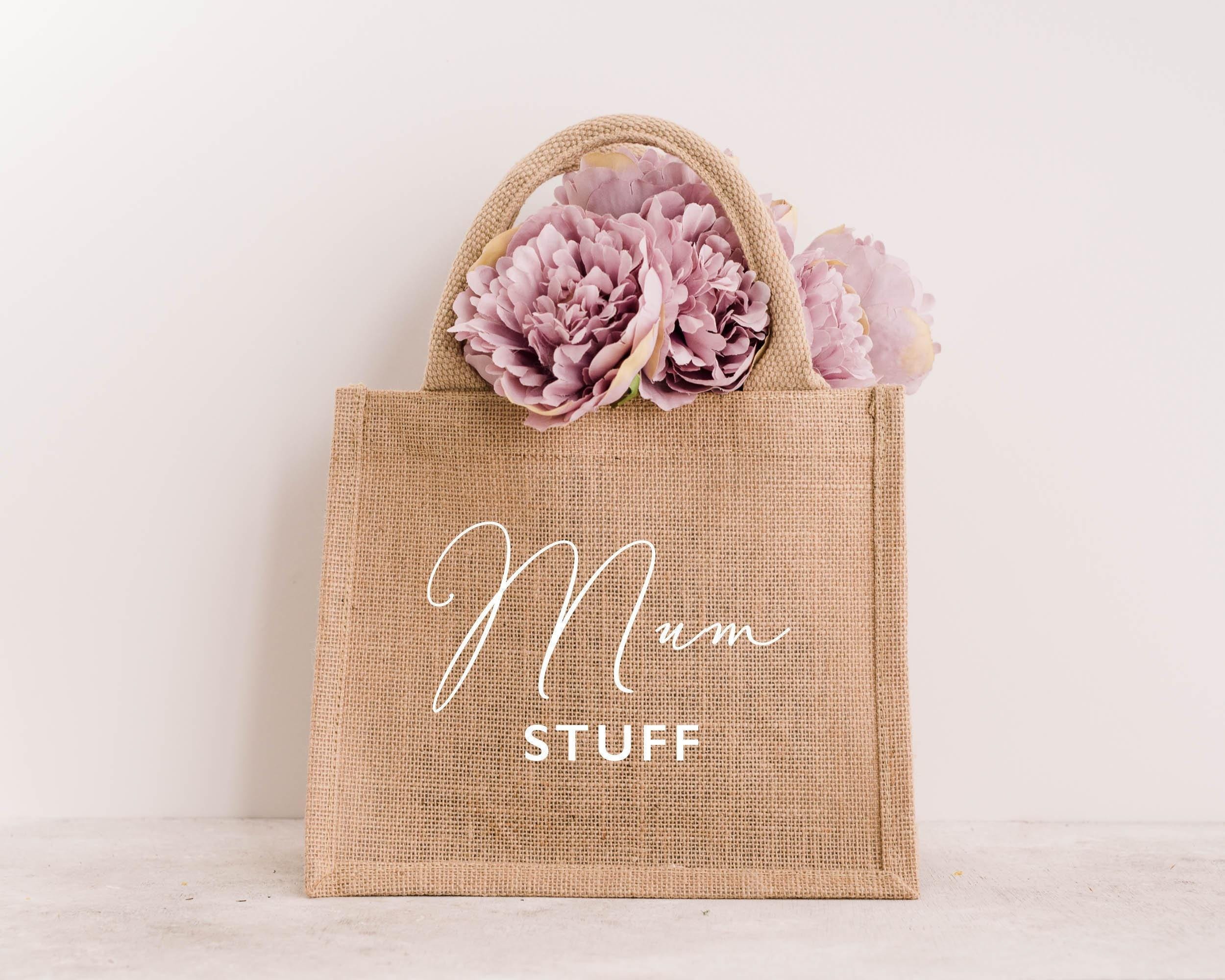 Large Mum Jute Shopping Bags, Mum Stuff Shopping Bag, First Mothers Day ...
