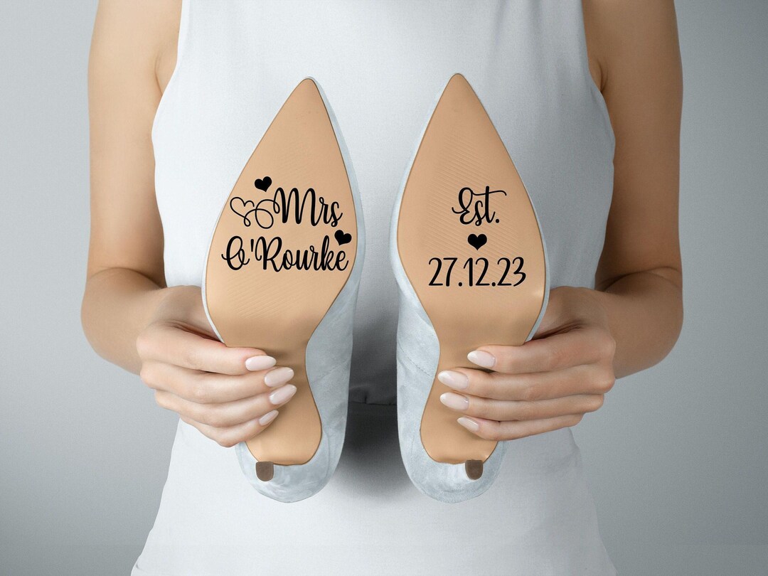 DIY Wedding Shoe Decal, Wedding Heels Vinyl, Name and Date Stickers ...