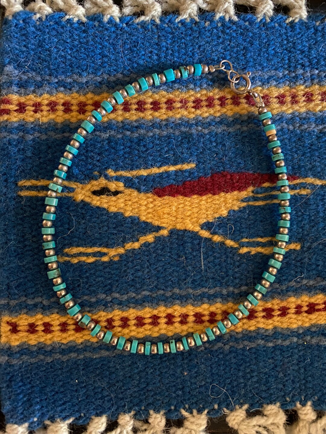 Handmade Native American Turquoise and Silver Anklet - Etsy