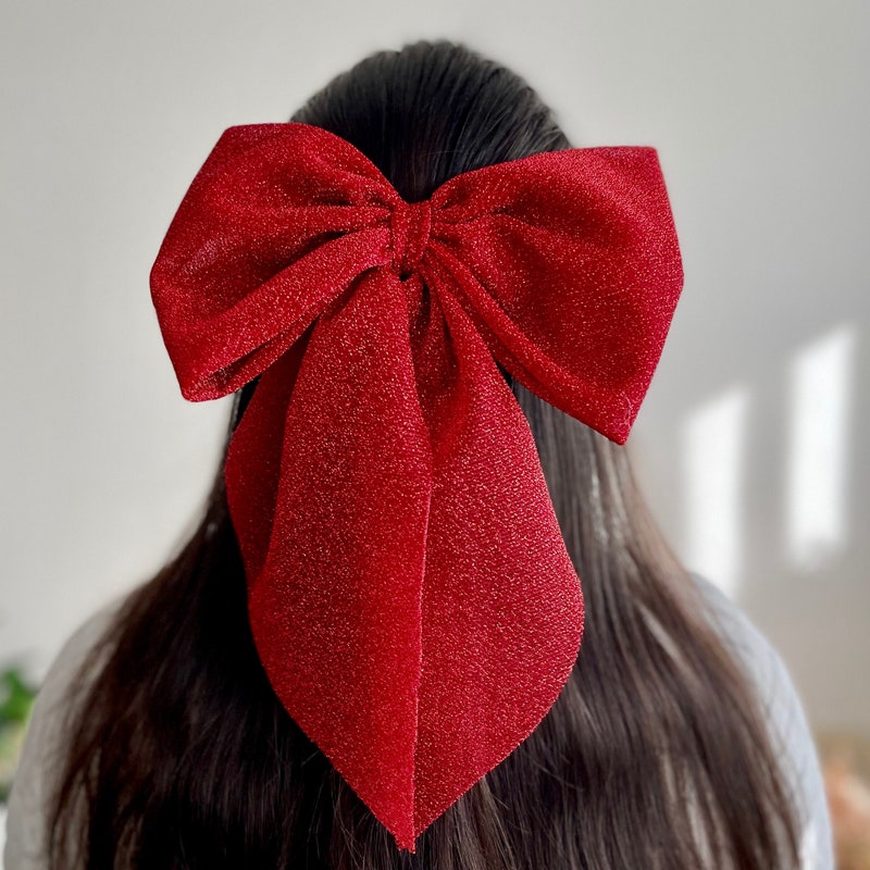 Big Red Hair Bow - Etsy