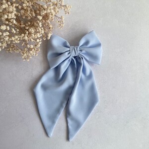Chiffon Hair Bow Blue Bow With Pointed Tail Accessory for Girl Medium ...
