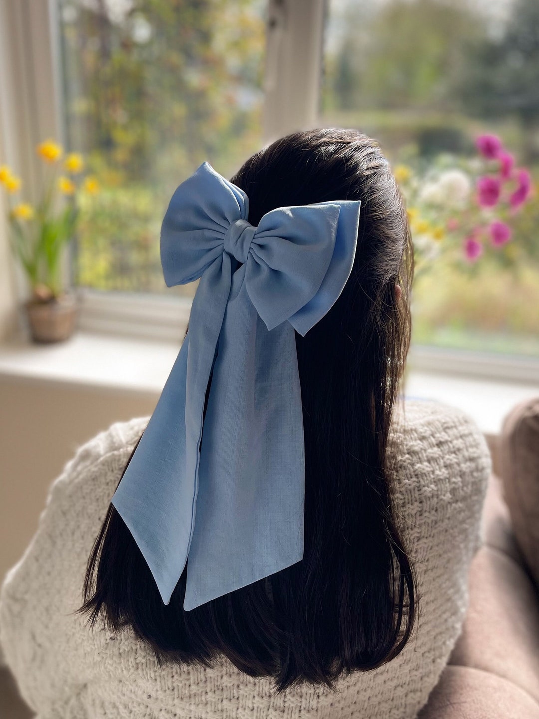 Light Blue Double Hair Bow Accessory for Women Sky Blue Hair Bow ...
