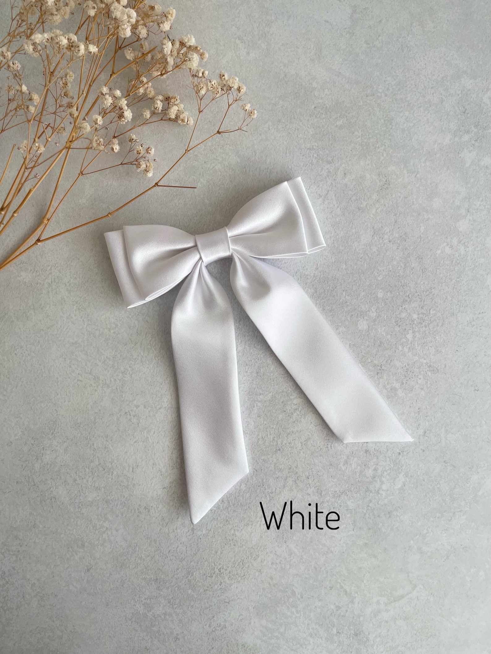 Ivory Satin Sturdy Bow White Double Bow With Tail Slim Double Bow for ...
