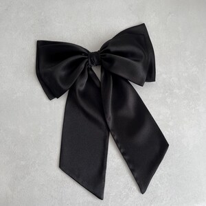 Black Satin Large Double Hair Bow Black Satin Funeral Hair Bow Giant ...