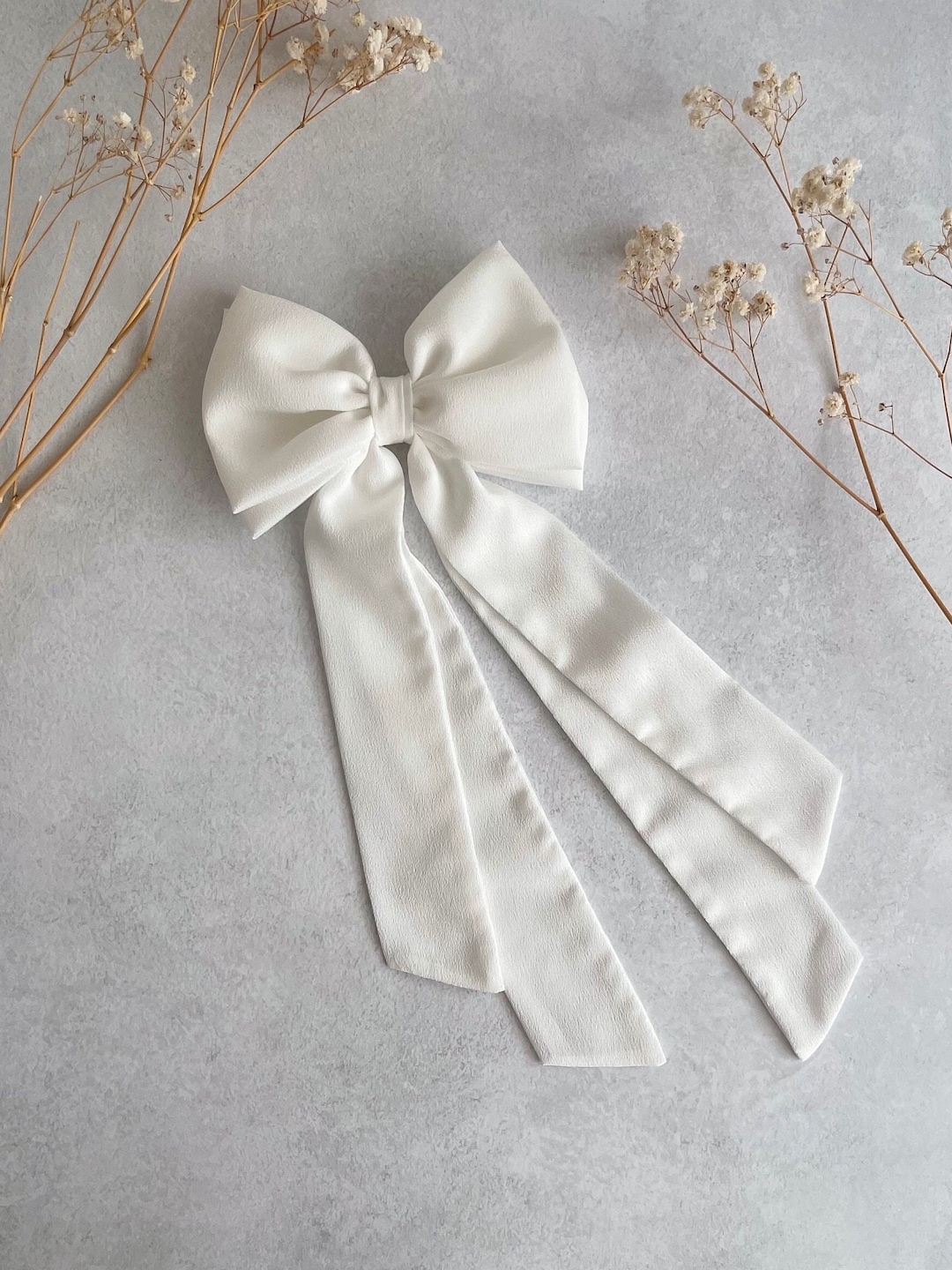 White Double Bow Hair Bow Light Weight White Bridal Bow Bachelorette ...