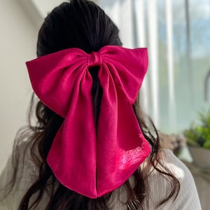 Magenta Satin Barbie Large Hair Bow, Shiny Hot Pink Satin Bow, Giant ...