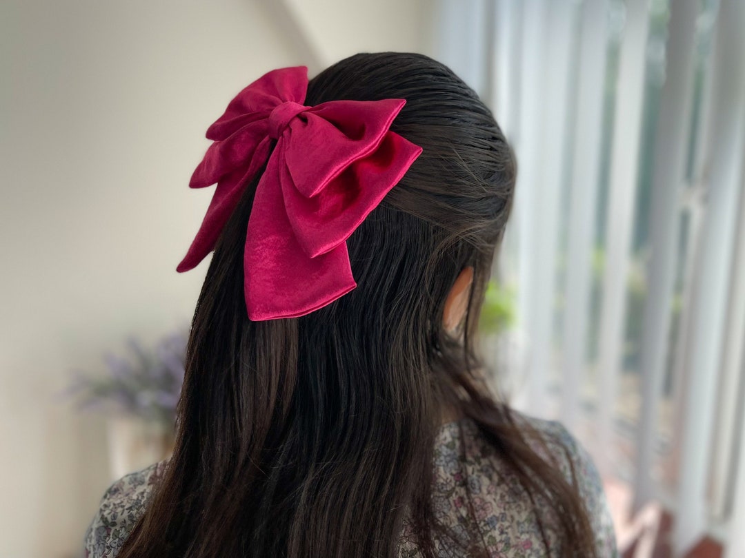 Shocking Pink Satin Barbie Hair Bow Shiny Hot Pink Satin Bow Fuchsia ...
