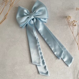 Light Blue Satin Double Hair Bow for Bachelorette Party Bridesmaid Bow ...