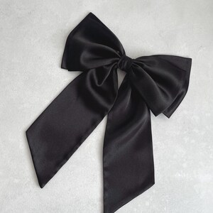 Black Satin Large Double Hair Bow Black Satin Funeral Hair Bow Giant ...